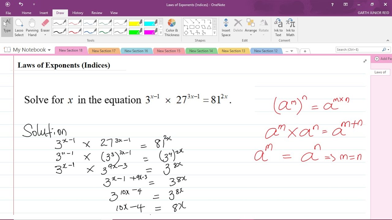 CAPE Integrated Mathematics - Module 1: Foundations of Mathematics - Laws of Exponents