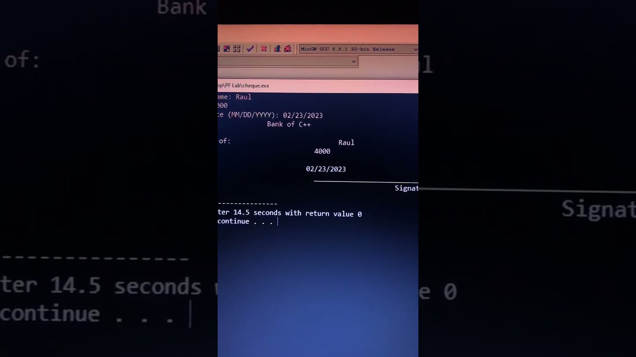 fake cheque c++ #coders #codinglife #codingninja #codemasters #codelife #coding #code #coder #cpp