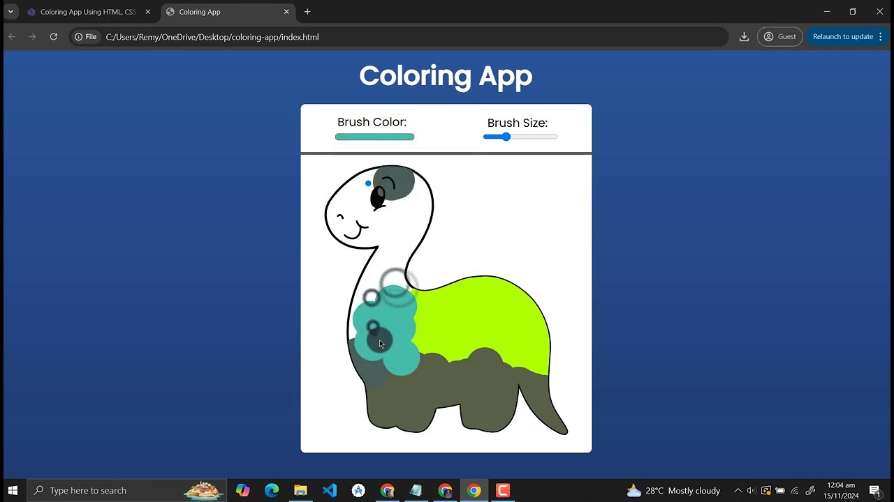 Coloring App Using HTML, CSS and JavaScript with Source Code