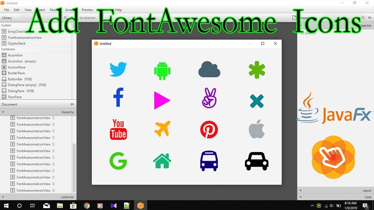 JavaFX Add FontAwesome Icon Libraries to Gluon Scene Builder