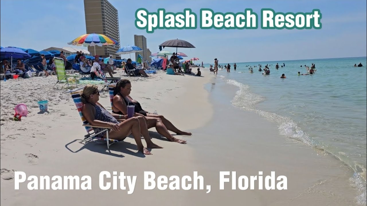 Part 1. Beach Walk Panama City Beach, FL. Splash Beach Resort. Children's Water Slides. August 2023.