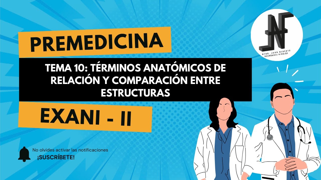 Tema 10: Términos anatómicos de relación y comparación entre estructuras. Premedicina, EXANI - II.