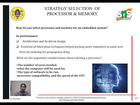 Processor & memory selection strategy/Mrs.E.Ramya, AP/ECE/SNS Institutions