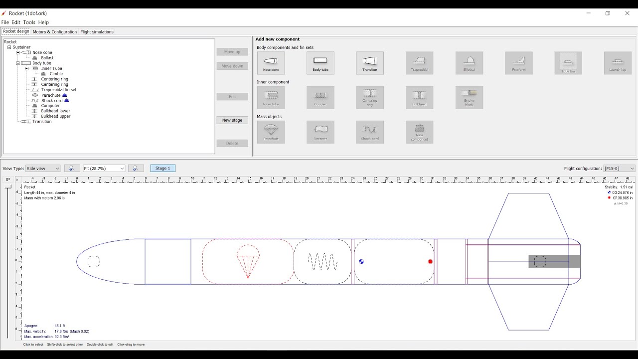 Thrust-Vector Controlled Model Rocket Design - OpenRocket - Ep 01