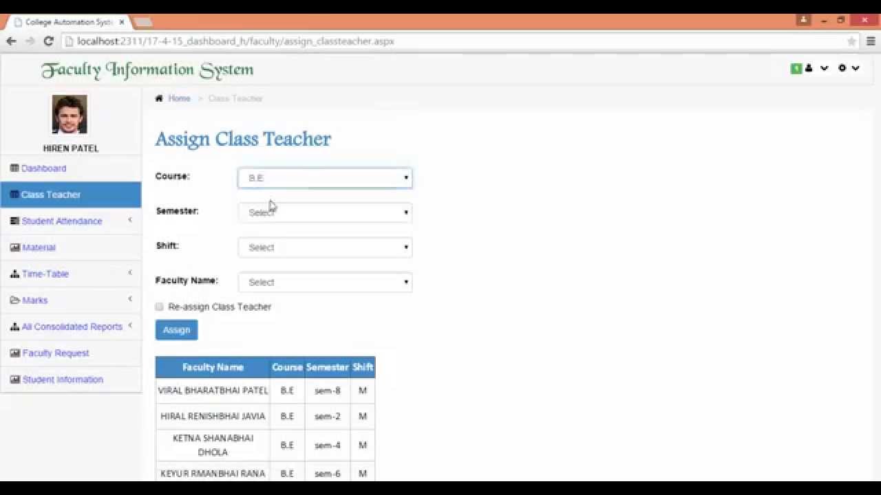 College Automation System (By Students at SCET,Surat)