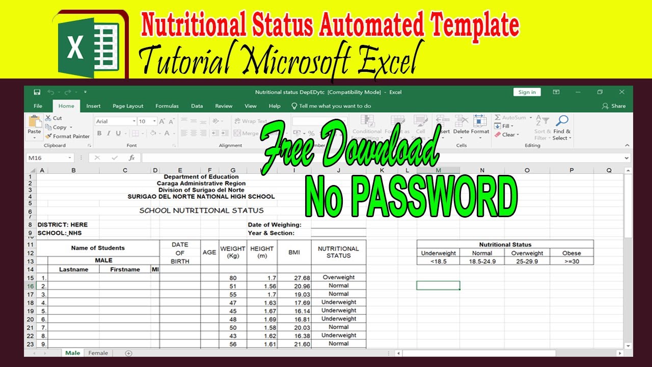 DepED NUTRITIONAL STATUS Automated Template