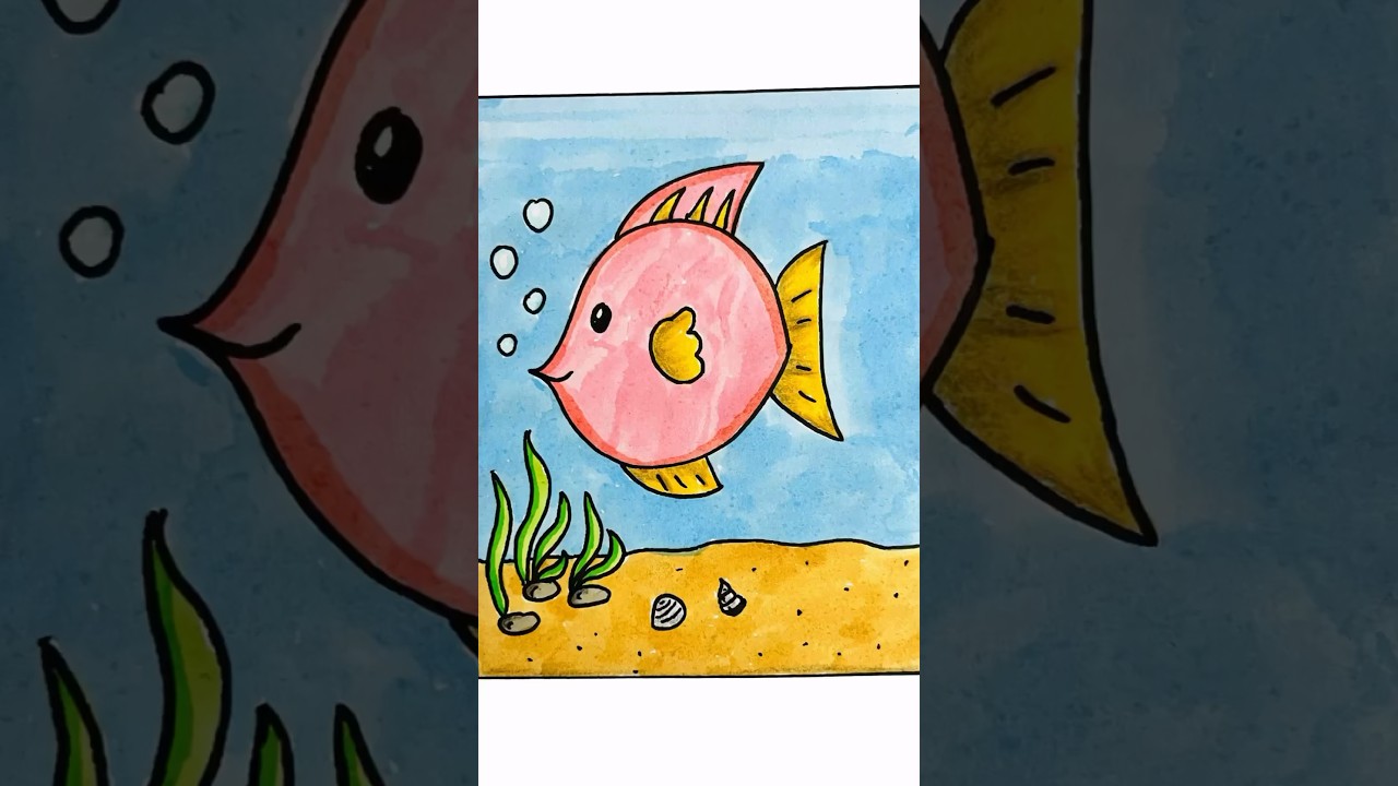 Let’s draw a fish in the sea #howtodraw #easy #drawing #tutorial #forkids #diy #scenery #art #ocean