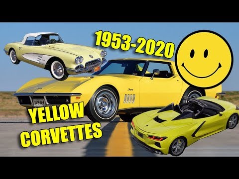 ALL YELLOW CORVETTES FROM 1953~2020 NAMES & PICTURES EXCEPT NO C8 ACCELERATE YELLOW