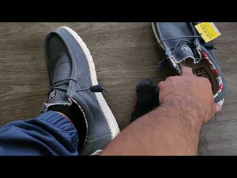 Hey Dude Men's Wally Canvas Stretch Blue Size 9 | Men's Shoes | Men Slip-on Loafers | Comfortable