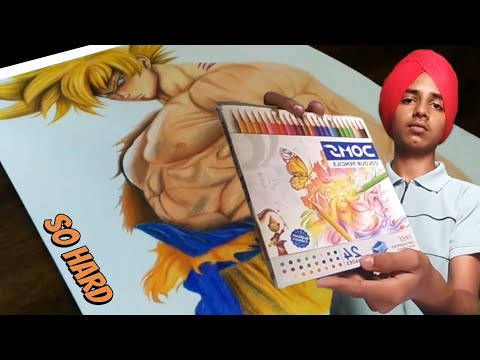 GOKU DRAWING🔥with 100 rupees💸 colour pencil @DOMSIndiaofficial