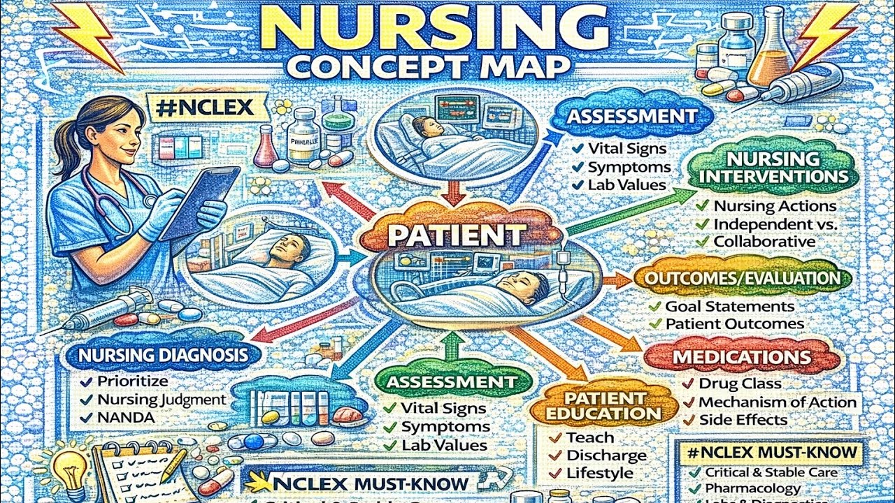 Nursing Concept Maps Made Easy | How to Create + Examples | NCLEX Study Strategy