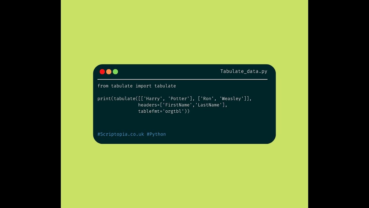 Python tabulate - Print tabular data in Python