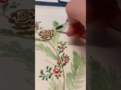 Watercolor Christmas Wreath Tutorial #watercolor #christmas #wreath #christmasart #paintingtutorial