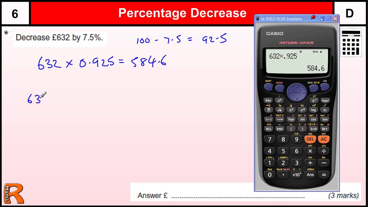 Percentage Decrease GCSE Maths revision Exam paper practice & help
