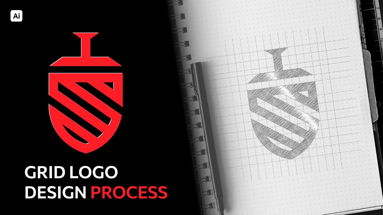 Grid Logo Design Process On Sword | Adobe Illustrator Tutorial