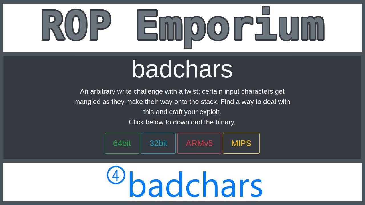 5 - ROP Emporium Series - badchars