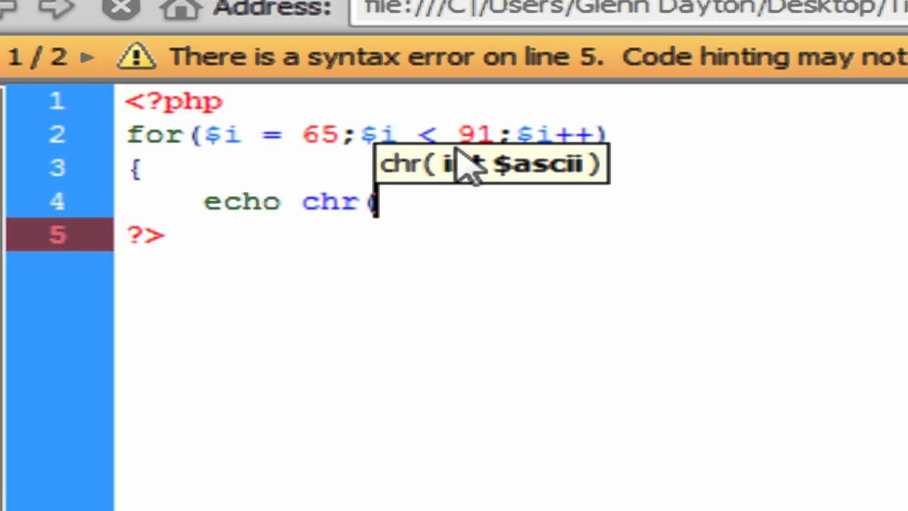 PHP String Function: chr( )
