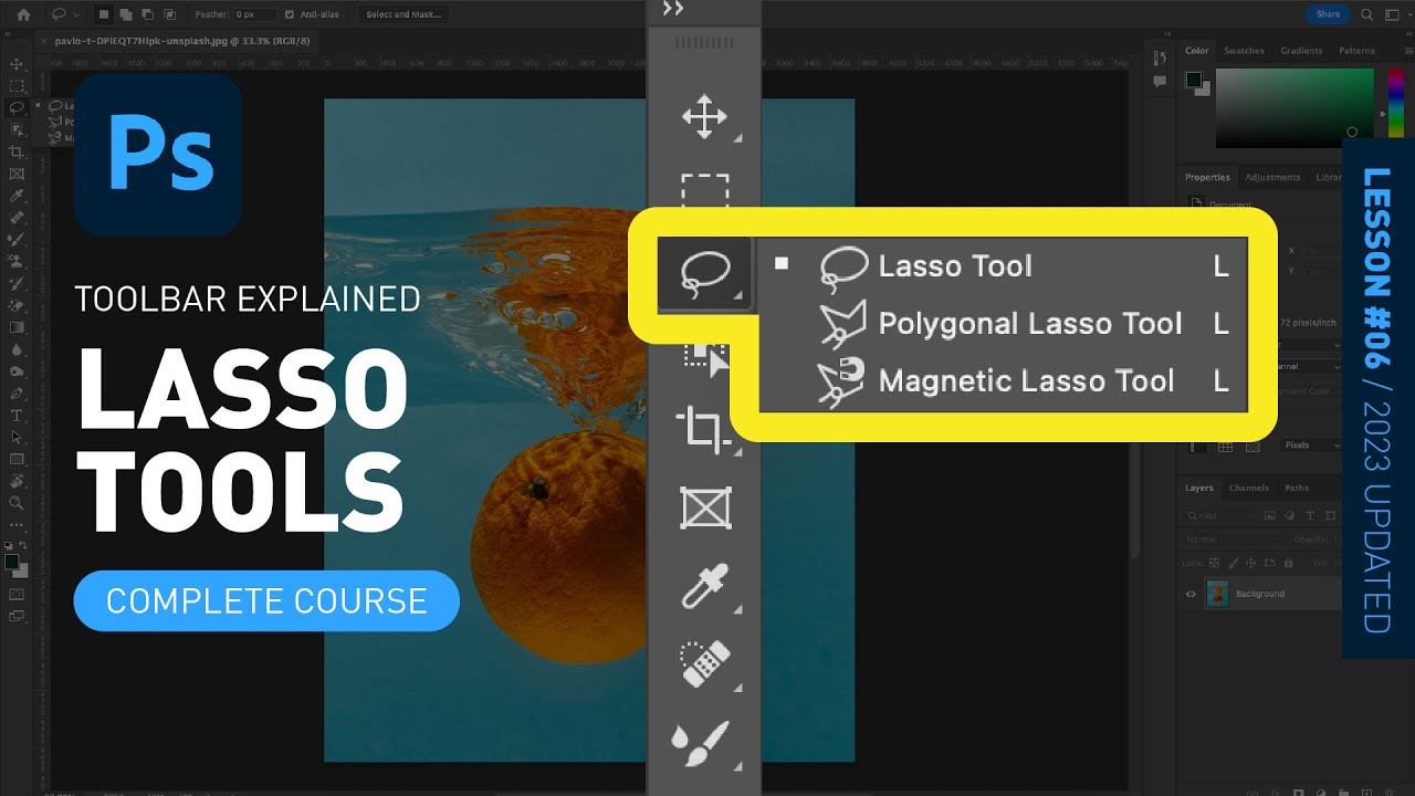 Lasso Tool & Polygonal & Magnetic Lasso - Toolbar Explained & Demonstrated [Photoshop for Beginners]