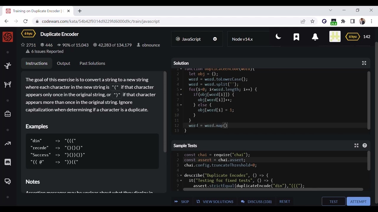 Duplicate Encoder Problem Solving in JavaScript.