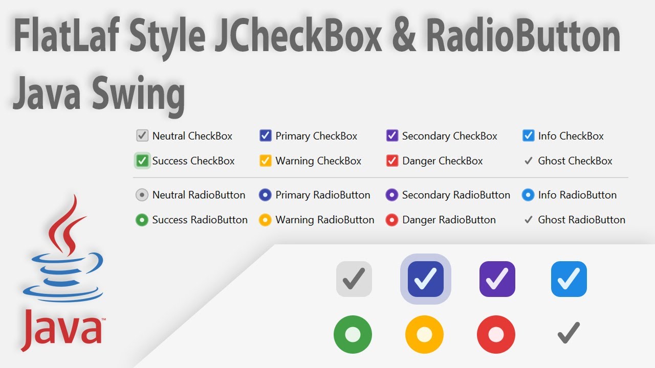 How to Create Custom JCheckBox and JRadioButton Styles in Java Swing with FlatLaf