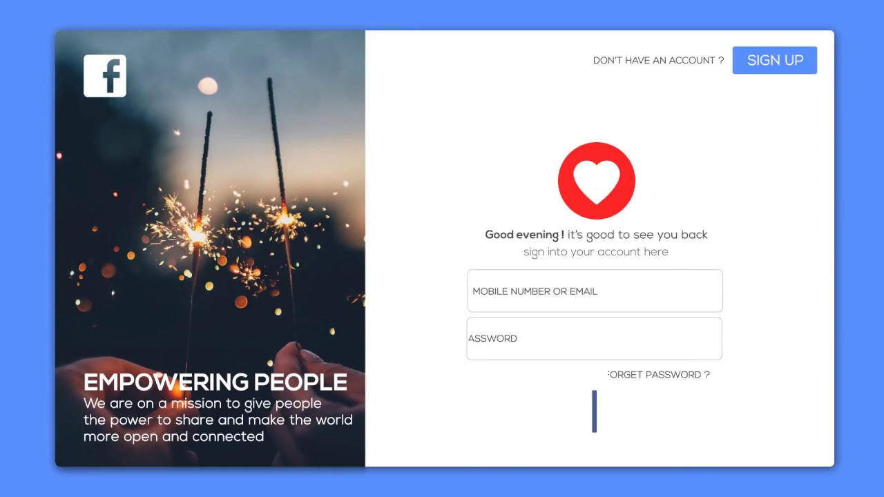 MahfWorks | Facebook Login Redesign - Animated Page