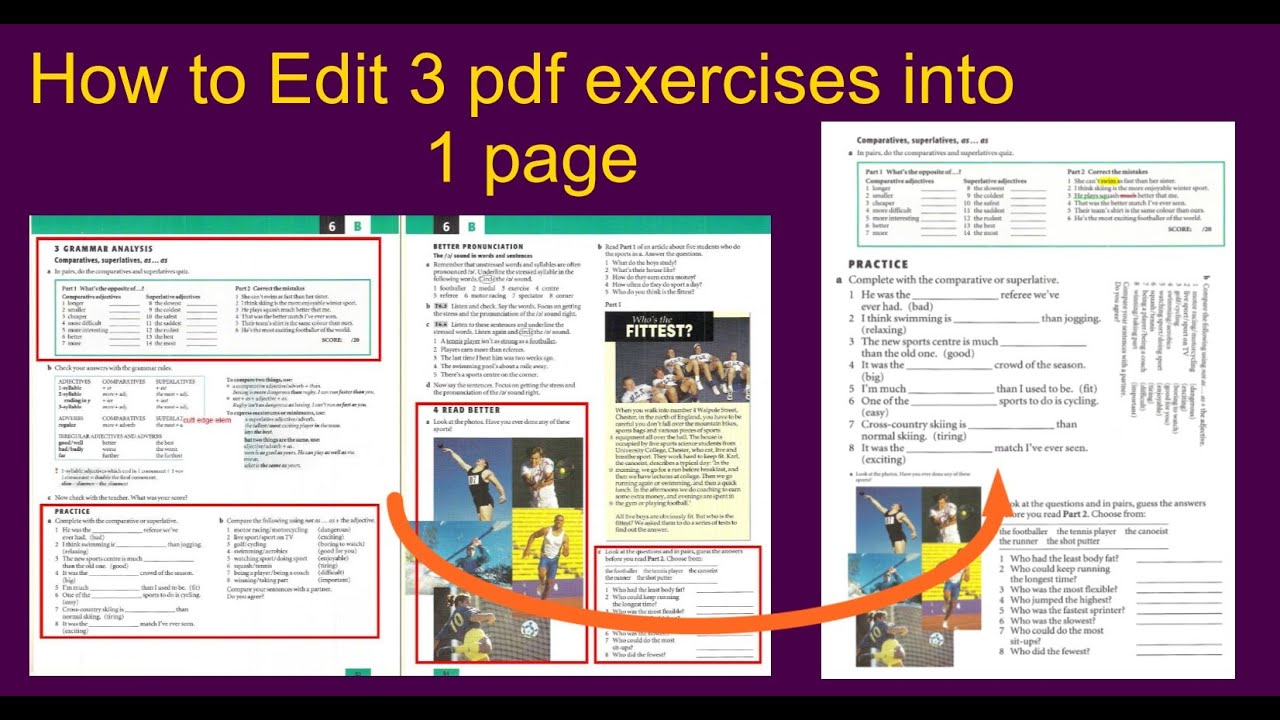How to Edit pdf exercises onto 1 page