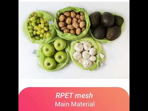 🍏Custom Reusable Grocery Shopping Bags, Eco Drawstring Mesh Bags