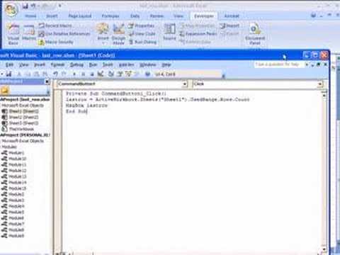 VBA excel find last row.