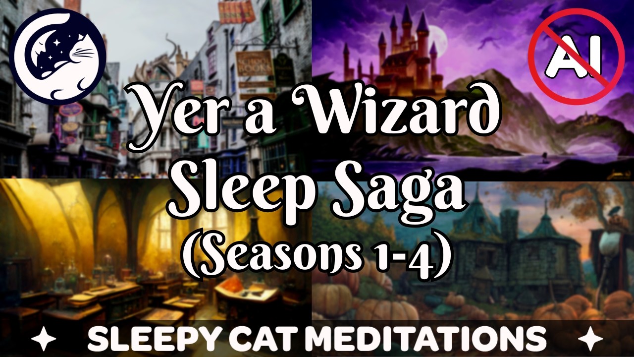 Harry Potter Sleep Story Collection - 'Yer a Wizard' Combined (Parts 1-4) Black Screen / Music & SFX