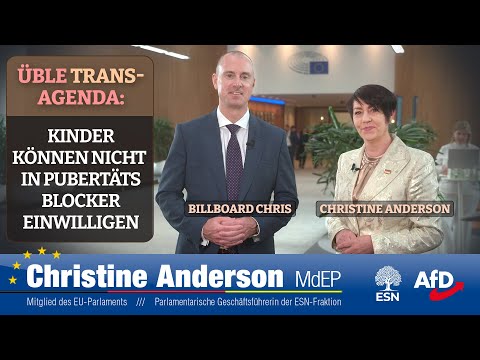Billboard Chris trifft Christine Anderson im EU-Parlament