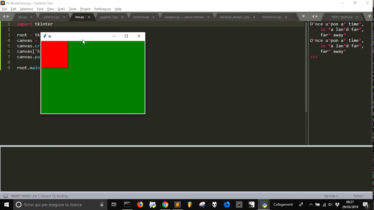Python tkinter and canvas 1: draw rectangles