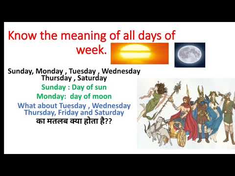 What is the meaning of Sunday , Monday , Tuesday, Wednesday , Thursday, Friday , Saturday ??