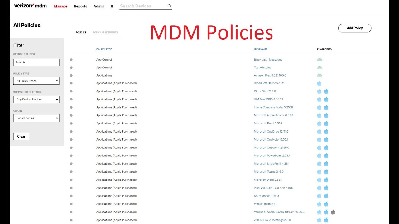 Verizon MDM Policy & Kiosk Tutorial