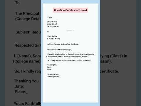 Bonafide Certificate Format | Bonafide | #bonafidecertificate #format #certificate #documents