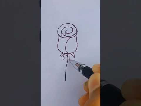 #shorts How To Draw A Easy Rose Flower #art