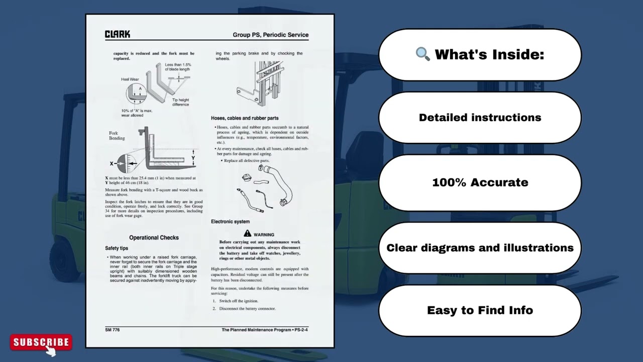 Clark SM‑776 Forklift Service Repair Manual PDF – Instant Download