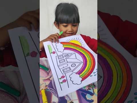 Belajar mewarnai | gambar pelangi #shorts#mewarnai#gambar