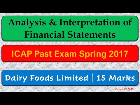 Q&A Dairy Foods Limited (ICAP Spring 2017) Ratios/ Interpretation of Financial Statements (FA151)