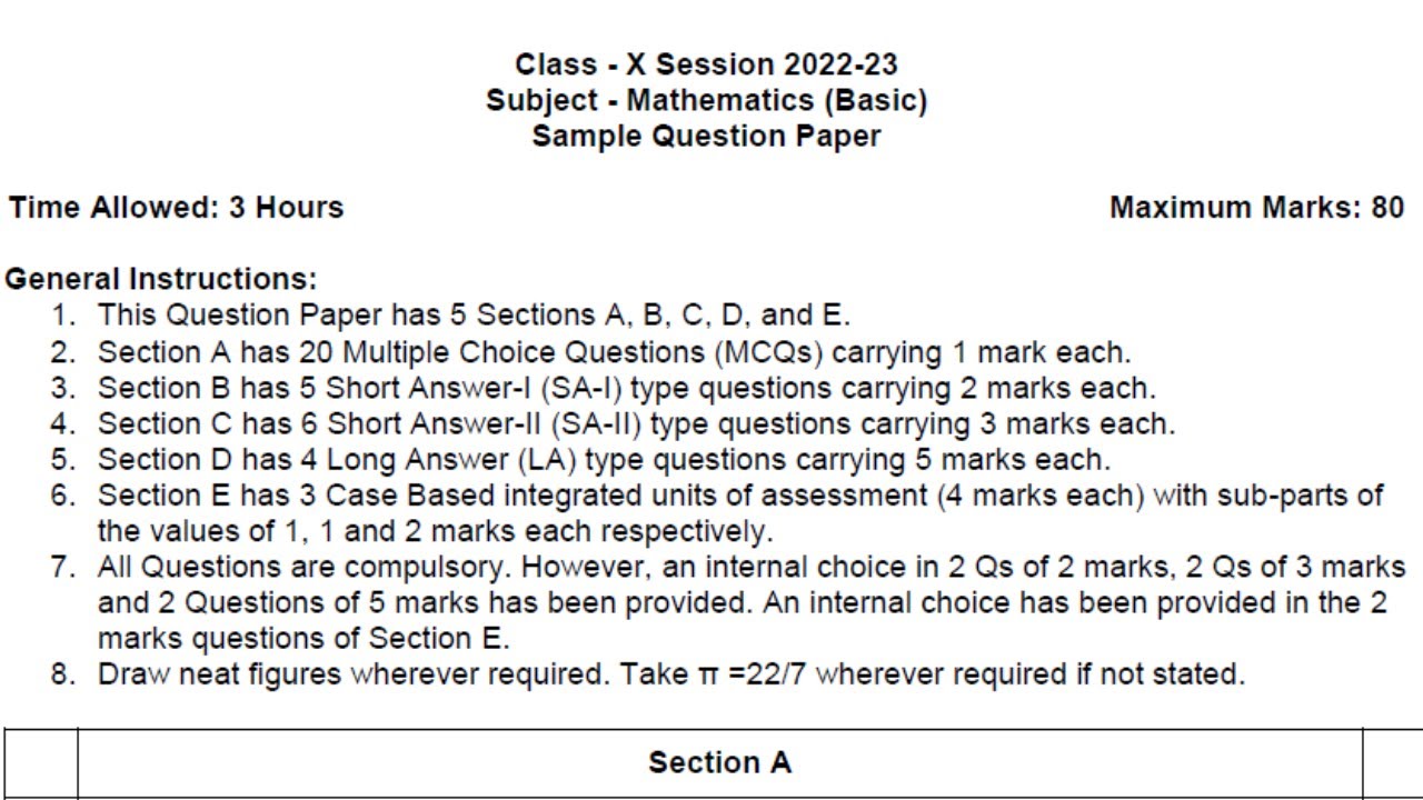 sample paper maths basic solutions class 10 2023