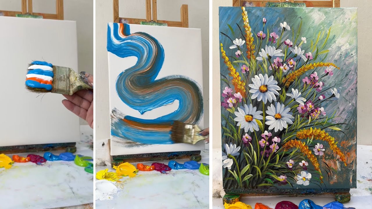 How to Paint a Beautiful Wildflower Bouquet | Acrylic Painting Tutorial for Beginners #119