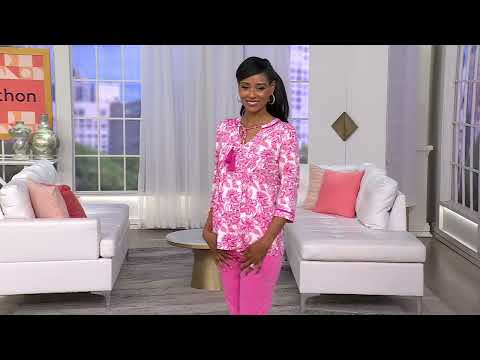 Belle by Kim Gravel Rayon Spandex Pintuck Tassel Top on QVC