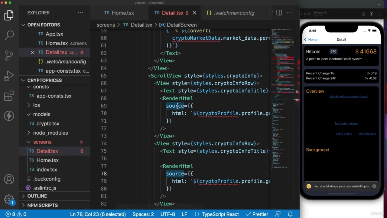 10.7  Rendering HTML Inside React Native App