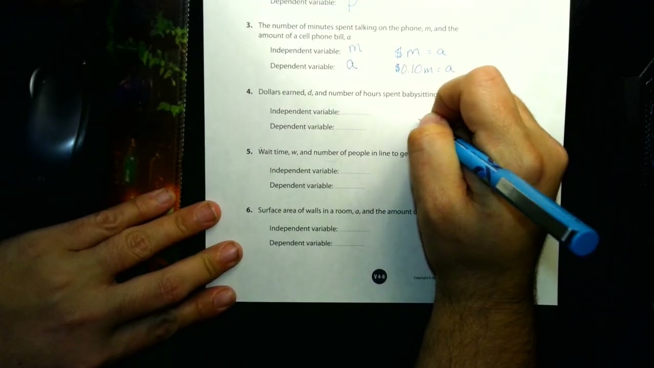 Dependent and Independent Variables Worksheet Review