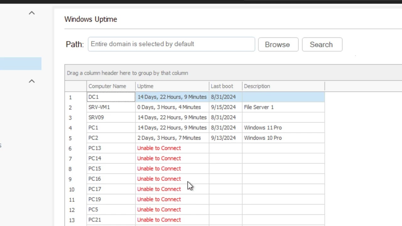 Check Windows Uptime with the AD Pro Toolkit