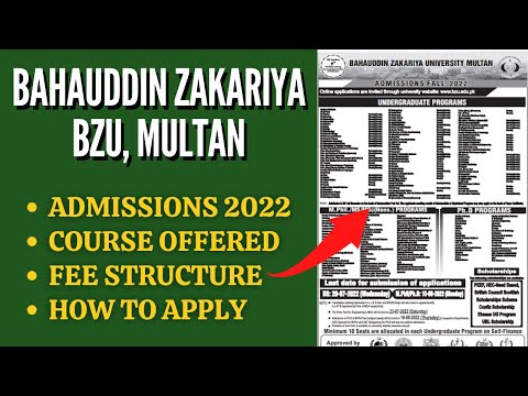 Admissions Open: Bahauddin Zakariya University BZU, Multan | Fee Structure | Courses
