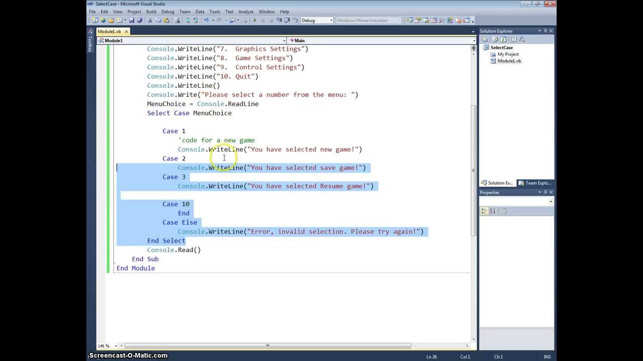 VB.NET 2010: Tutorial 6: Select Case