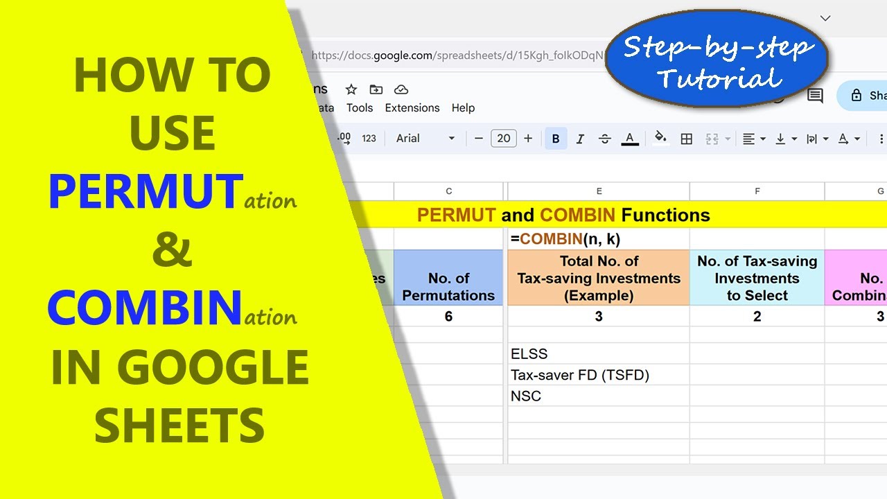 Google Sheets | PERMUT | COMBIN | Function | How To | Example | Spreadsheet | Tutorial
