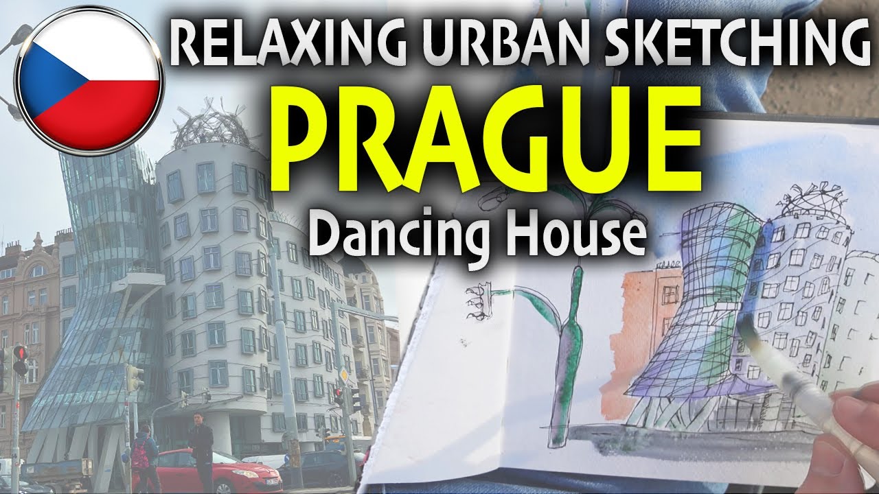 Urban Sketching Prague's Dancing House - Timelapse