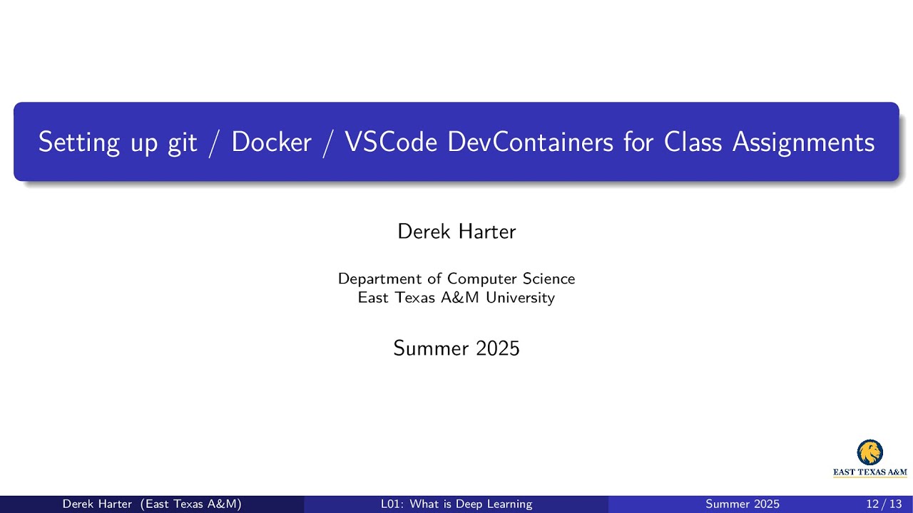 C01: Setting up git / Docker / VSCode DevContainers for Class Assignments