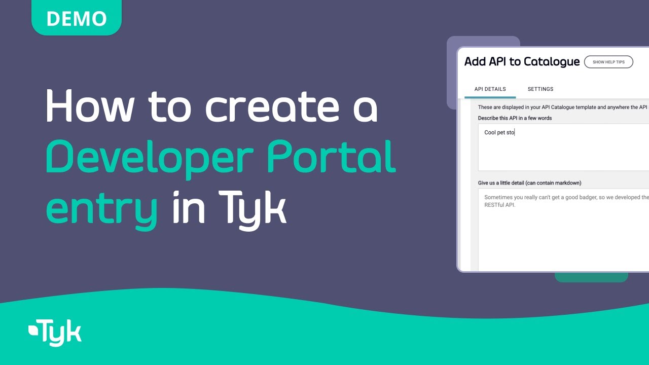 How to create a Developer Portal entry in Tyk